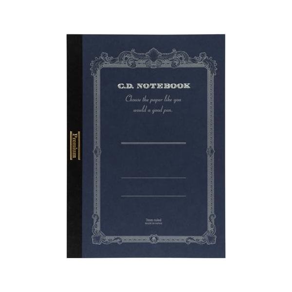 横罫ブルー/B5/CDS120Y・Style:横罫・パッケージ個数:1・サイズB5（25.7×18.2cm）・罫線 7mm横罫×30行・表紙用紙 キュアリスメタル ／ 本文用紙 A.Silky 865 Premium・枚数96枚・製本糸がかり綴じ