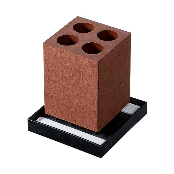 シンプルブラウン/約幅12.5×奥12.5×高14ｃｍ/HO1953・Color:ブラウンPatternName:4本ストレート・パッケージ個数:1・サイズ:約幅12.5×奥12.5×高14cm・素材・原材料:本体/合成木材、トレー/ポリプ...