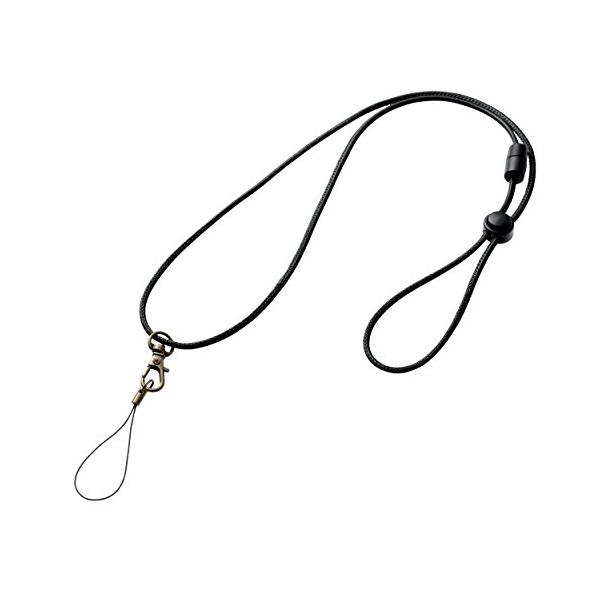 丸紐タイプブラック/50cm/P-STN04BK・Color:ブラックStyle:丸紐タイプPatternName:単品・パッケージ個数:1・首に装着してスマートフォンの落下を防ぐ、ネックストラップ・装着時にスッキリ目立たないレザー調細紐タ...