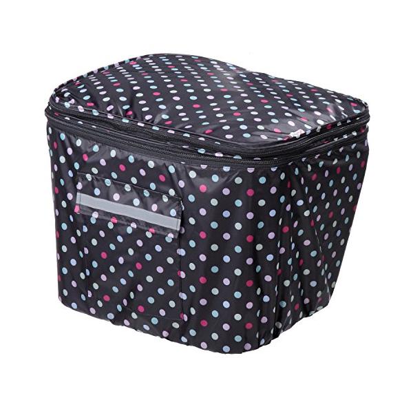 前カゴカバーブラック/カラードット/幅410×奥行335×高さ310〜490mm/KW-245BD・パッケージ個数:1・サイズ:約幅39×長さ32×高さ30~49cm・本体重量:160g・材質:ポリエステル100%(ポリウレタンコーティング...