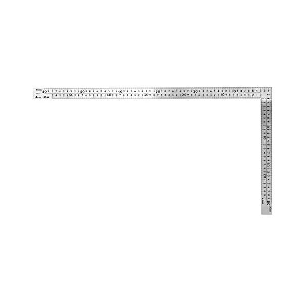 モダンシルバー/-/63413・パッケージ個数:1・製造国:日本 目盛(表裏):長枝外側60cm 長枝内側55cm 短枝外側30cm 短枝内側25cm 角部形状:同厚 直角度:100mmにつき0.1mm以下 長さの許容差:±0.5mm 材質...