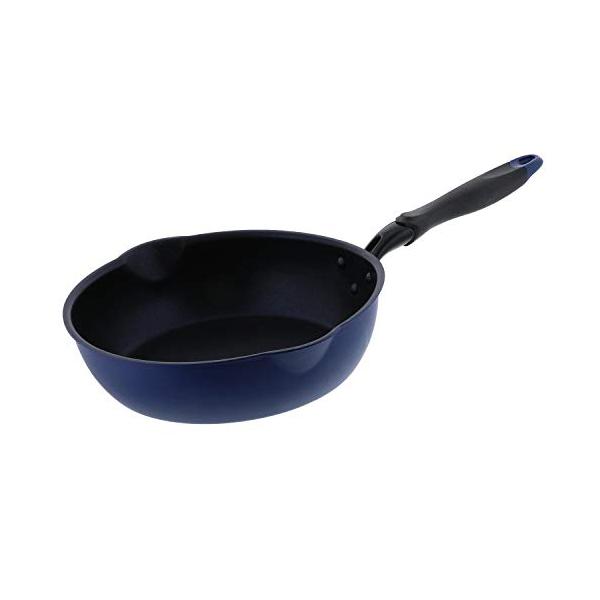 ブルー/深型フライパン28cm/ND-4289・Size:深型フライパン28cm・パッケージ個数:1・サイズ:幅49.5×奥行31.5×高さ14cm・深さ:8cm・製品重量:853g・材質:本体/アルミニウム合金、はり底/ステンレス鋼、ハン...