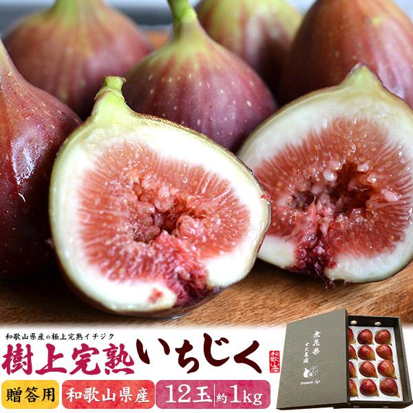 季節の恵み「樹上完熟いちじく」　12玉入 約1kg　贈答用毎朝約500本の木から収穫した新鮮な朝採りイチジクの中から、色、形、艶だけでなく熟度も傑出した完熟だけのものを厳選してお届けします。完熟するまで木の上で育てており、店頭ではなかなか手...