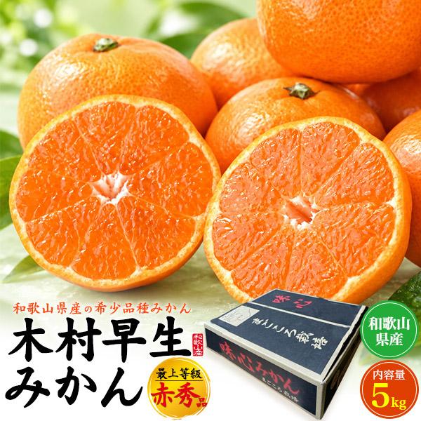 和歌山県産木村早生みかん最上等級 赤秀品 約5kg日本一の生産量を誇る和歌山県で作られた木村早生みかん。 酸味が少なく甘みが強い、濃厚な味わいの希少品種です。早期収穫せず適熟収穫するためみかん従来の甘さをお楽しみいただけます。 自家製肥料を...