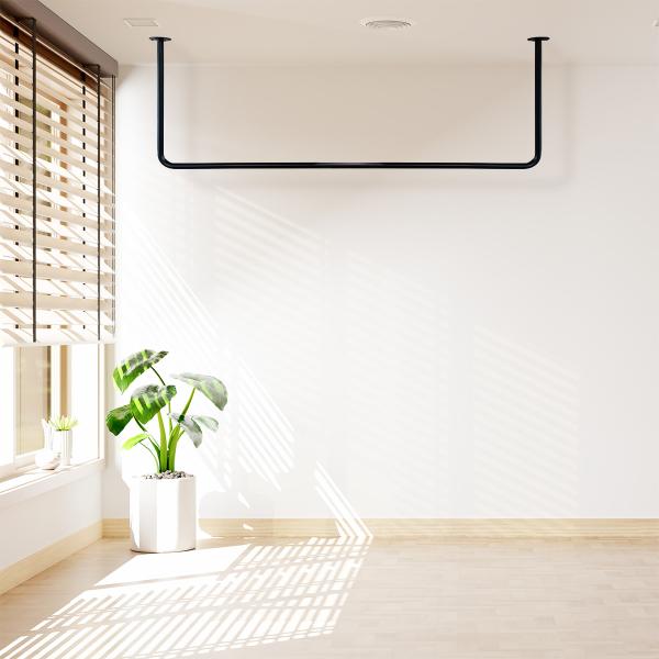 ※沖縄・離島は配送不可。本商品は北海道宛の場合、ご注文1本につき、別途追加送料3000円を頂戴いたします。インダストリアルなデザインのU字型(コの字)天吊りハンガーパイプです。継ぎ目のない鉄製の一体型なので頑丈で、耐荷重は30kgあります。...