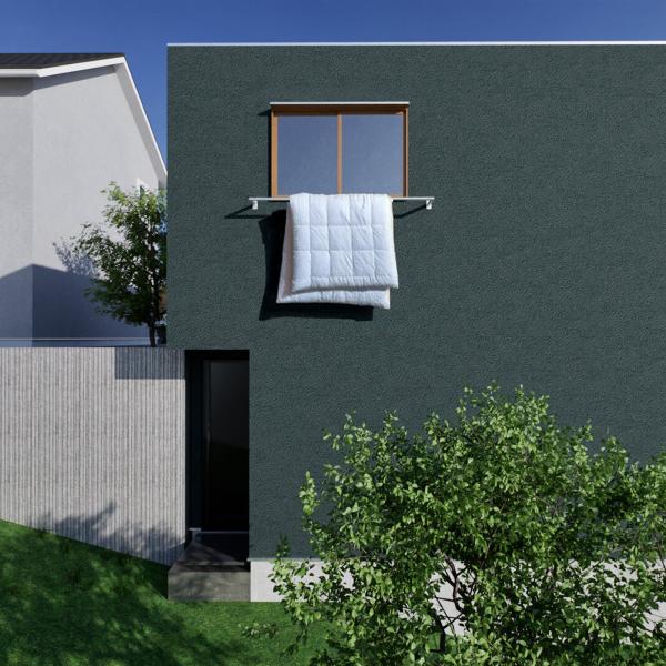 ※沖縄・離島は配送不可。本商品は北海道宛の場合、ご注文1本につき、別途追加送料3000円を頂戴いたします。屋外の窓下等でのご使用を想定した、ステンレス製の布団干しバーのサイズオーダーです。幅を200〜2100mmの範囲で、10ミリ単位でご指...