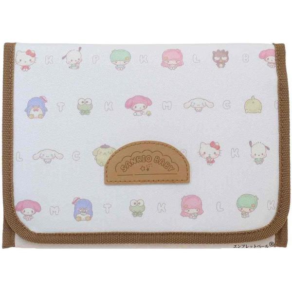 【サンリオキャラクターが大集合のマルチケース】ナチュラル水彩イラストがカワイイ！やわらかい色合いと小さめキャラ達が大人かわいいマルチケース・母子手帳ケースです。【ワンタッチテープで開閉しやすいジャバラタイプをかさばりにくいスマート型にアレン...