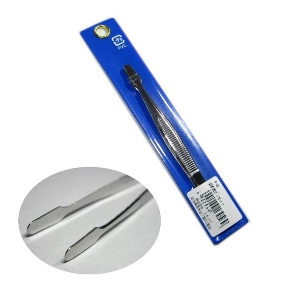 切手用　ピンセット 「デカール貼りなどにも便利！」 (F-6)　ミネシマミネシマ製先端の広がったピンセットです※写真参照切手やデカール、ビーズなど結構便利に活躍します！(*^_^*)※パッケージデザインが、写真と異なる場合があります