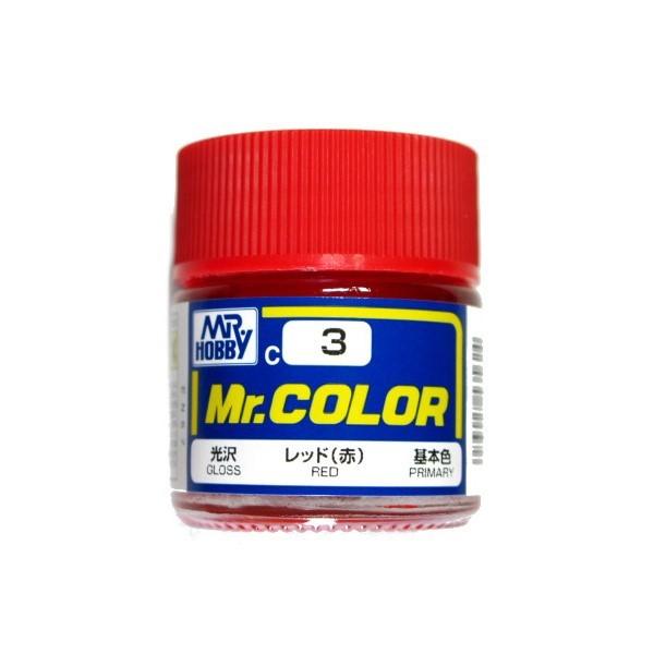 Mr.カラー （3） レッド (赤) 基本色 光沢 [油性塗料]　GSIクレオスGSIクレオス Mr.カラー合成樹脂（アクリル）塗料正味量＝１０ｍｌ塗り面積＝０．１１平方メートル（３回塗り）プラモ、模型、工作他幅広く塗装にご使用頂けます！※...