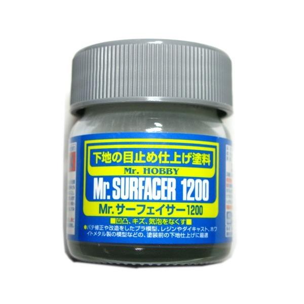 Mr.サーフェイサー 1200 [下地の目止め仕上げ塗料] GSIクレオスGSIクレオス Mr.HOBBYNET：40ml成分：合成樹脂(アクリル) 有機溶剤 顔料塗り面積：0.4平方m (2回塗)大きな凸凹、キズ、気泡を無くす模型、塗装前...