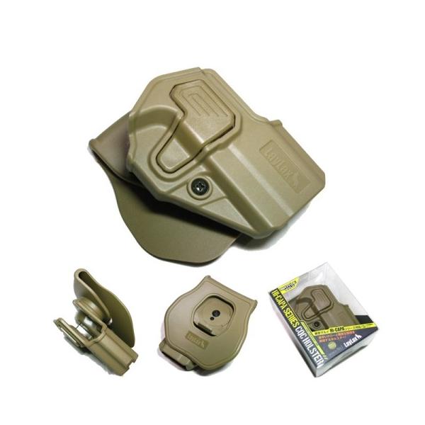 ライラクス BATTLE STYLEHi-CAPA ハイキャパシリーズ対応材質:ポリマー銃に合わせて保持力を調整、自分にぴったりのフィット感を実現可能パドルは身体の腰回りにフィットするラウンド形状でベルトやパンツに取り付けての使用が可能銃を...