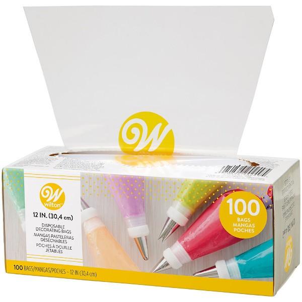 丈夫なビニルタイプの絞り袋。破れにくいので固めのアイシングなどに向いています。たっぷり入った１００枚入り。【サイズ】W18cm×D0.5cm×H31.7cm【素材】ポリエチレン【原産国】中国