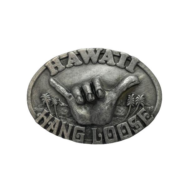 【メーカー名】ARROYO GRANDE BUCKLE / アロヨ グランデ バックル【品名】Hawaii Hang Loose【品番】AG-4【サイズ】約8.5cm×約6cm【カラー】SILVER【特徴】全体的に使用感があり、経年劣化によ...