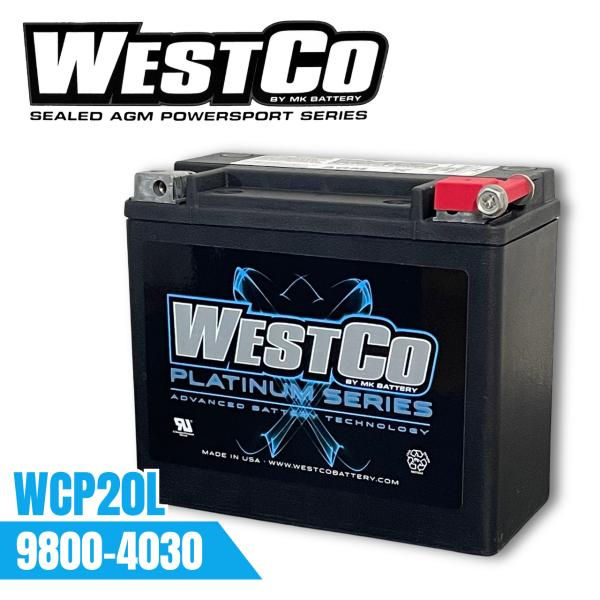 【メーカー名】WESTCO / ウエストコ【品名】AGM Battery / AGMバッテリー【品番】WCP20L / 9800-4030【OEM品番】65989-97C【バッテリー電圧】12V【バッテリー容量】18Ah【コールドクランキン...
