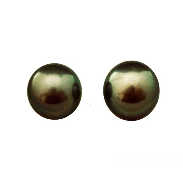 【素材】タヒチ黒蝶真珠 11.1mm・11.4ｍｍ【カラー】グリーン系【真珠の形状】セミラウンド片穴がご希望の方はご連絡ください。【穴の直径】0.8mm （片穴）１ペアの販売です