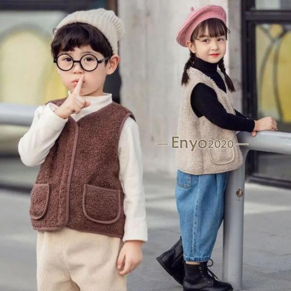 ベスト キッズ フリース ボア ベビー 子供 子ども服 ポケット付き 秋冬 男の子 女の子 アウター ジュニア 前開き トップス チョッキ 防寒 暖かい カジュアル おしゃれ 冬物 新作ふわもこなキッズ用フリースベストが新登場ポケット付きの...