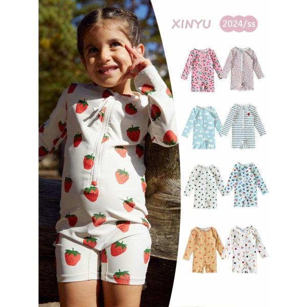 紫外線からお肌を守る！ママも安心でHAPPY♪お子様のデリケートな素肌を日焼けからばっちりガード◎ しっかりとした伸縮性のある生地と丁寧な縫製で、元気に動きまわるお子様にも安心！ワンピース風水着、お腹を冷やさない！たくさん動いて、たくさん遊...