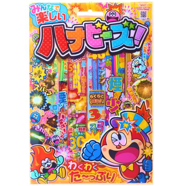 ポップなキャラクターが描かれた台紙セットです。楽しい変色花火も入ってます♪イベント等の配布にもぴったりです。●商品サイズ約W295×H425×D5mm●薬量約35g●セット内容・すすき花火…6本・スパークラー…16本・線香花火…3本・ローソ...