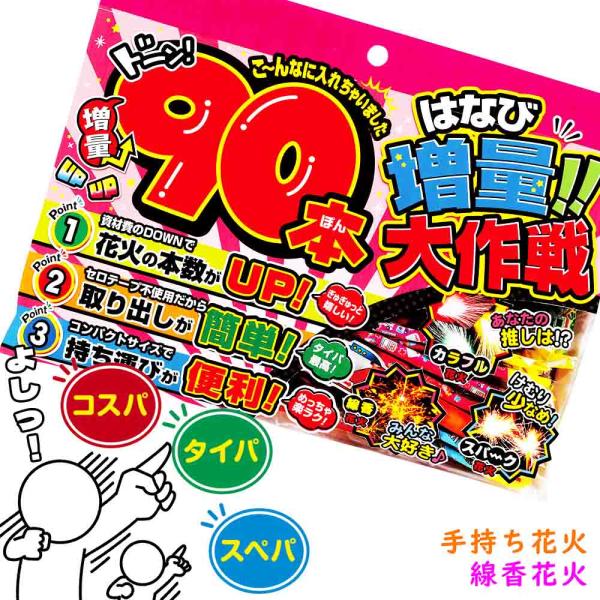 『コスパ』『タイパ』『スペパ』全てよしっ！！資材カットで花火が大増量！コンパクトで持ち運びも楽々！！セロハンテープ不使用ですぐ遊べちゃうのが嬉しいセットです！●商品サイズ約W300×H220×D30mm●薬量約77g●セット内容手持花火79...