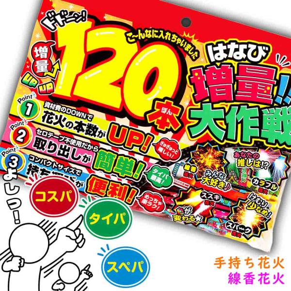 『コスパ』『タイパ』『スペパ』全てよしっ！！資材カットで花火が大増量！コンパクトで持ち運びも楽々！！セロハンテープ不使用ですぐ遊べちゃうのが嬉しいセットです！●商品サイズ約W300×H220×D30mm●薬量約100g●セット内容手持花火1...