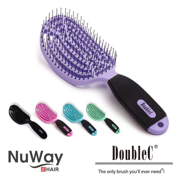 NuWay4HairDubleCブルー DC-BLパープル DC-PEブラック DC-BKピンク DC-MPKミントグリーン DC-MGNニューウェイフォーヘア２つの曲線が作り出す“うるツヤ髪”へDoubleCは、デタングリング、ブロードラ...