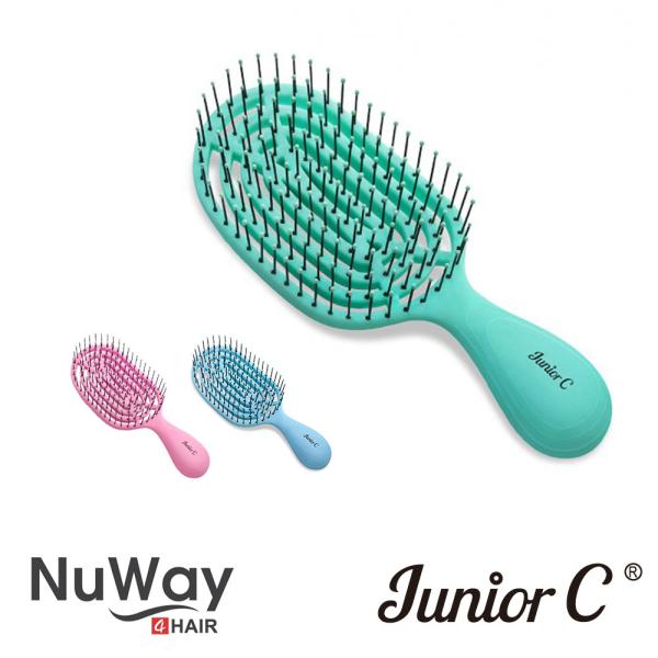 NuWay4HairJuniorCブルー NJC-BLグリーン NJC-GNピンク NJC-PKニューウェイフォーヘア幅広い世代で使えるコンパクトなヘアブラシJuniorCは、お子様やご年配の方でも使えるコンパクトサイズなNuWay4hai...