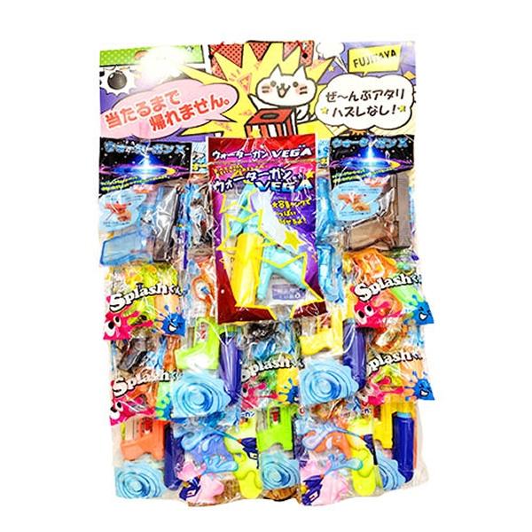 夏の当てくじ定番。景品40個全て水鉄砲です！抽選くじが付いていますので、引いて出た番号の景品をお渡しします。【仕様】40名様用サイズ／ボードサイズ72cm×47cm【セット内容】景品40ヶ、くじ40枚【備考】製作ロットにより、景品内容や色・...
