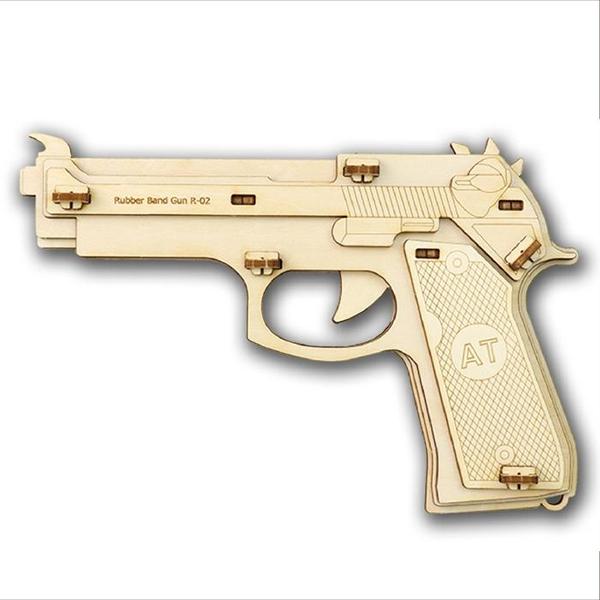 工具不要で連射式輪ゴム鉄砲がつくれる！木製連射式輪ゴム鉄砲組立キットです。おしゃれな木製デザインだから、完成後はインテリアとしても！お子様向けの工作キットとして・・・大人が作ってお子様へおもちゃのプレゼントとして・・・手作り作品は、素敵な思...