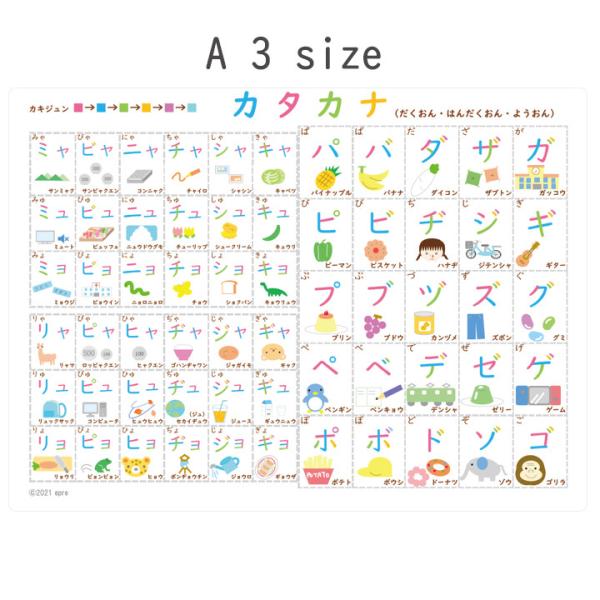 ★☆★☆店内2000円以上の購入で送料無料となります☆★☆★A３サイズのポスターです。合成紙（ユポ紙）使用していますので、お風呂でご使用可能です♪また、湿気にも強いのでお部屋での使用にももちろん〇です。＊＊＊＊＊＊＊書き順を色分けしたカラフ...