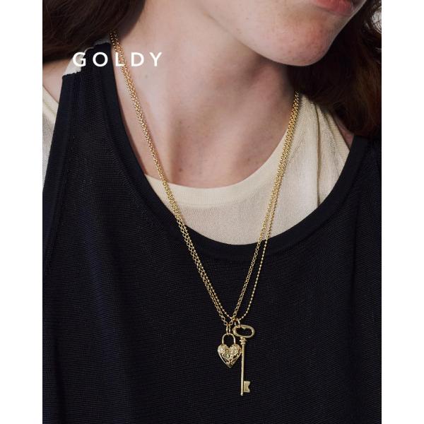 ・デザインが異なるネックレスが2本セットに・南京錠風のハートモチーフがポイント・トップは取り外し可能な2WAY仕様◎ヴィンテージ風のトップモチーフがクラシカルな雰囲気のネックレス。 単品使いや重ね付けのレイヤードスタイルはもちろん、 トップ...