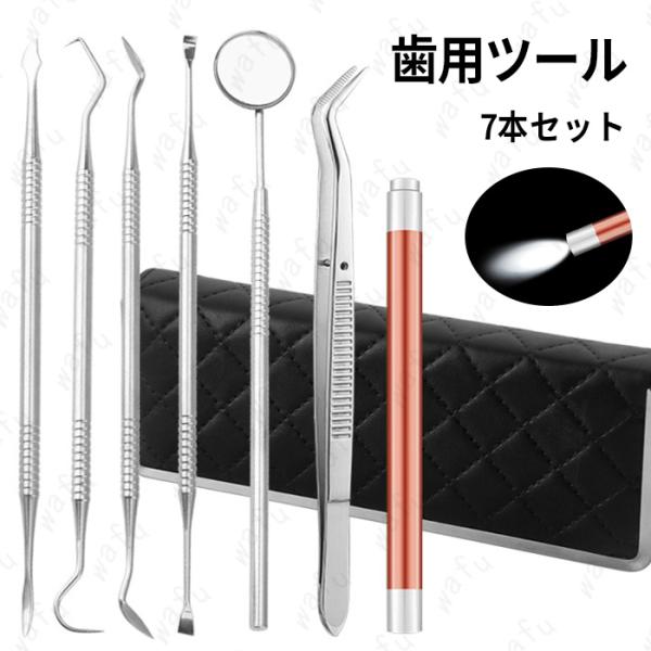 ★ご覧頂き有難うございます。■【商品説明】●7本セット 歯石や汚れを簡単チェック＆ケア！専用ケース付き! !●※手軽に 本格デンタルケアができます。●※きっちり収まるので、安全かつ清潔に収納することができます。■【セット内容】●鎌型スケーラ...