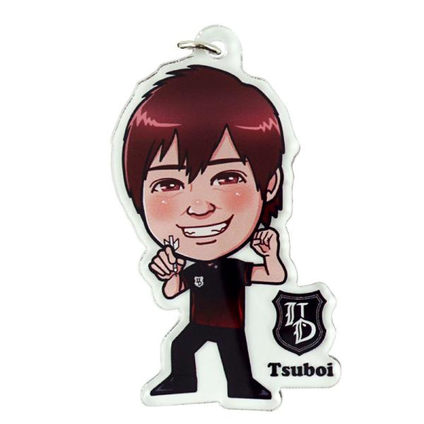 ULTIMA DARTS所属の坪井真士プロのキーホルダーアクセントやバッグに取り付けやすいナスカン付き素材: アクリルサイズ(約): 3.5×7.0×0.3(cm) ※金具部除く