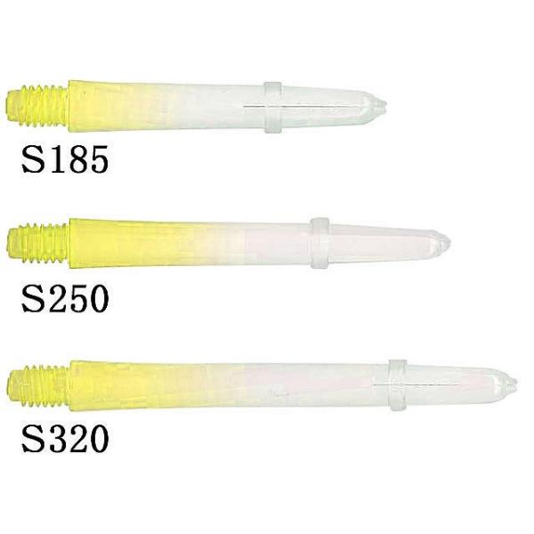 ■3本入り(Lリング付)●純国産シャフトフライトとの隙間をなくし、ティップをすべりこませ圧倒的な弾かれづらさを実現※商品により染まり具合にばらつきがございますので予めご了承の上、ご購入下さい業　種：シャフト ] LARO グラデーション（ラ...
