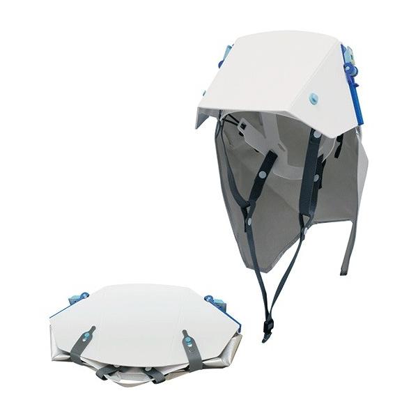 防災ずきん部は後頸部のみを覆う仕様、各種ステッカー類・ホイッスル・パッケージを省略し、コストダウンを実現。〈サイズ〉立体時：幅23.5×奥行15.1×高さ29.2cm（ヘルメット本体）収納時：幅33.2×奥行4.5×高さ22.1cm（ずきん...