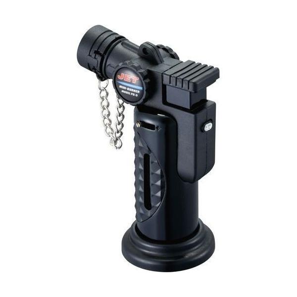 安全ロックボタン付き、着脱式ラバー台座付き。つかみやすいラバー ハンドグリップ。炎調整も手元で簡単に調整できます。〈サイズ〉W63×D40×H94mm【質量】約93g材質：本体：亜鉛キャスト、タンク：ナイロン、台座：ゴム、グリップ：ゴム