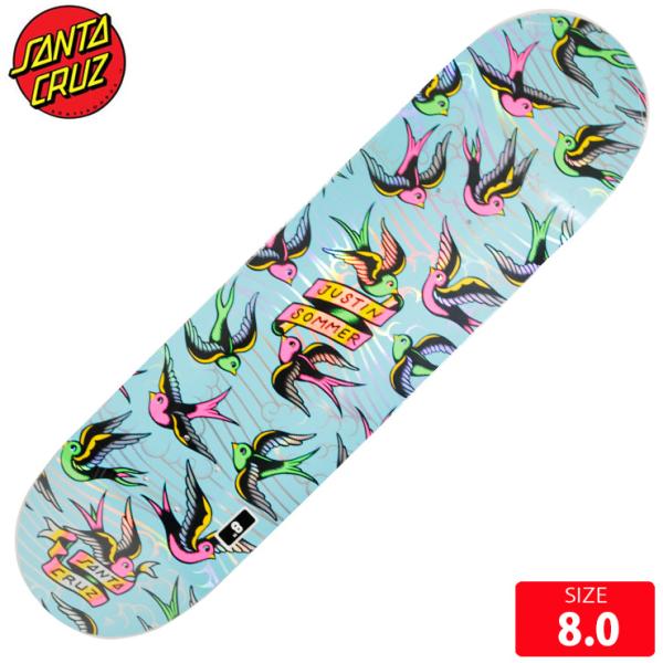 ■BRAND:SANTACRUZ/サンタクルズ■MODEL:SOMMER SPARROWS■サイズ 8.0ホイールベースが短いデッキで幅広く動きがクイックで評判長さ 77.5cm 幅 20.3cm ノーズ 18.3cm テール 17cm ホ...