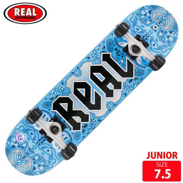 BRAND: REAL/リアル■MODEL:BANDANA■サイズ 7.5 (ジュニアサイズ）長さ 73.5cm 幅 19cm ホイルベース 30.5cm■BEARING:ABEC-5■TRUCK:REAL■WHEEL:53mm 95A■組...
