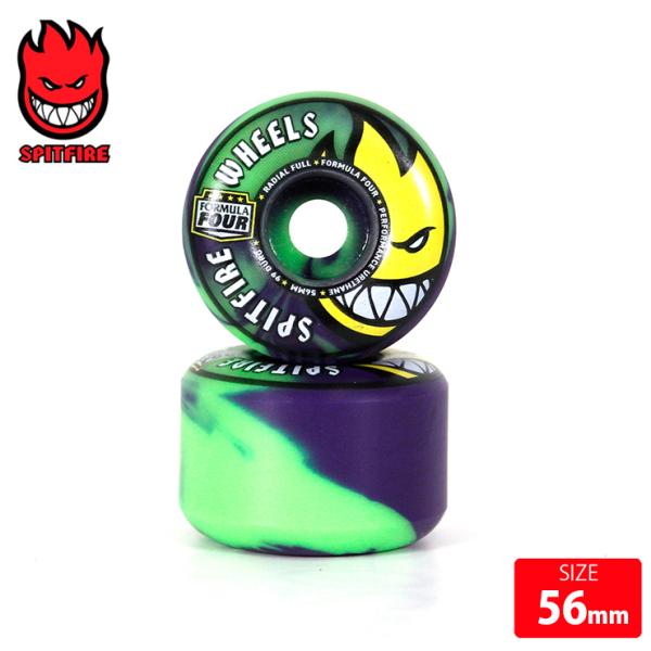 BRAND:SPITFIRE/スピットファイヤーMODEL:F4 99D RADIAL FULL堅さ: 99DSHAPE:ラディアルシェイプSIZE 56mmCOLOR:GREEN PSWL4個セットの価格です