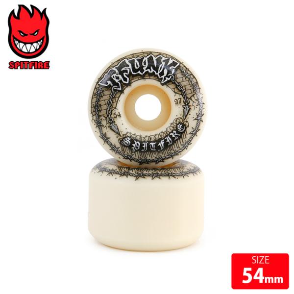 BRAND:SPITFIRE/スピットファイヤーMODEL:F4 97D T-FUNK RAW RADIAL FULL堅さ: 97DSHAPE:ラディアルシェイプSIZE 54mmCOLOR:WHT4個セットの価格です