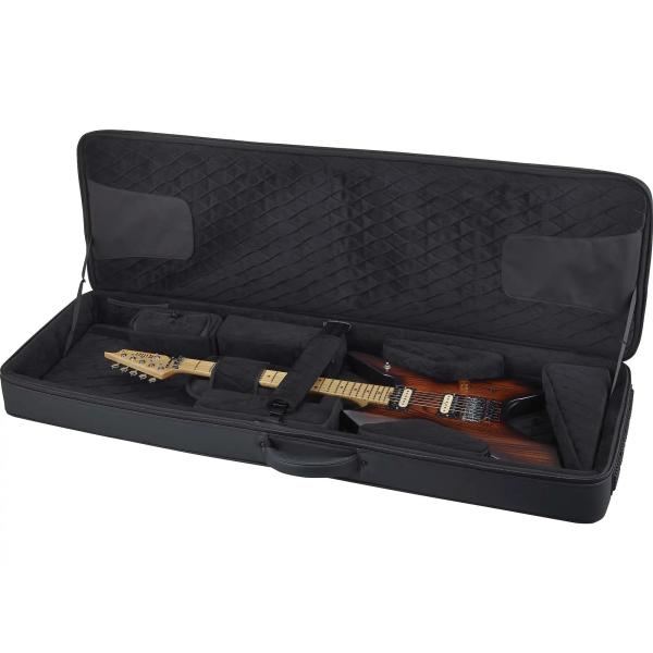 パッドを組み合わせ、様々な形状に対応付属の専用パッドの組み合わせで、様々な形状のギターやベースに対応できる、ハイブリッド・ギター／ベース・ケースです。パッドは強力なベルクロ（面ファスナー）でケース内に張り付くので、楽器が動かないようにしっか...