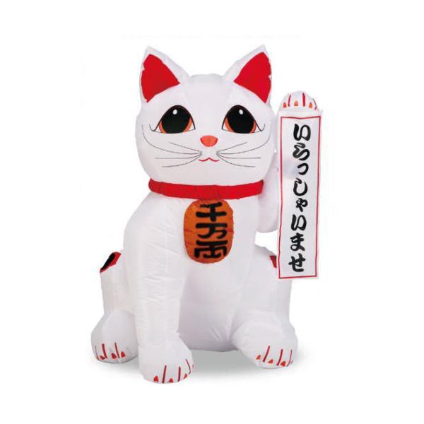 エアーディスプレイ 招き猫は、暗い場所でもしっかり目立つディスプレイアイテムです。本体の中に電球が入っているので、夜でも明るく光って存在感バッチリ。設置はシンプルで、広げて電源を入れるだけ。お店の前やイベント会場の飾り付けにも使いやすいのが...