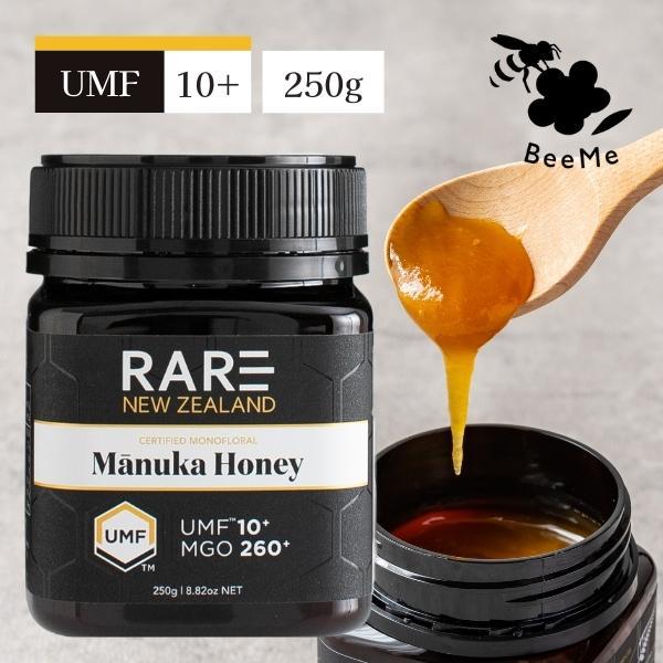 ■商品名：レアNZ UMF10+ 250g世界最高のはちみつ、純度を追求したこだわりのマヌカハニーレアNZのはちみつは、さらっとクセのない上質な甘さが特徴で、甘味が苦手な方にも召し上がっていただきやすいマヌカハニーです。・活性値：UMF10...