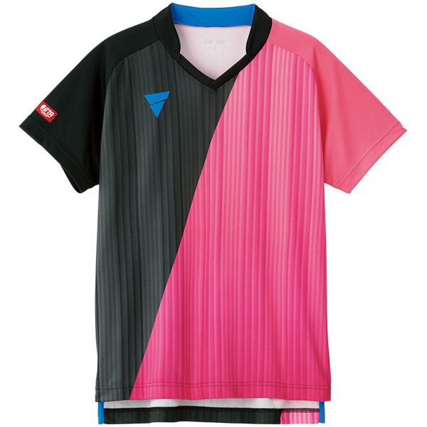 卓球ウェア 半袖シャツ 試合 ユニフォーム スポーツ JTTA公認 トップス爽やかさの中にもやわらかさが感じられる色合い。スリット部分にはVICTASカラーのブルーが入っており、コーディネートのさりげないアクセントに。ユニセックスデザインと...