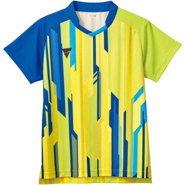 卓球ウェア 半袖シャツ 試合 ユニフォーム スポーツ JTTA公認 トップス2023年度全日本選手権、弊社アドバイザリースタッフ着用モデル。吸汗速乾素材を使用し 前後の柄パターンを変化させたサイバーグラフィック柄。力強いカラーリングが特徴の...