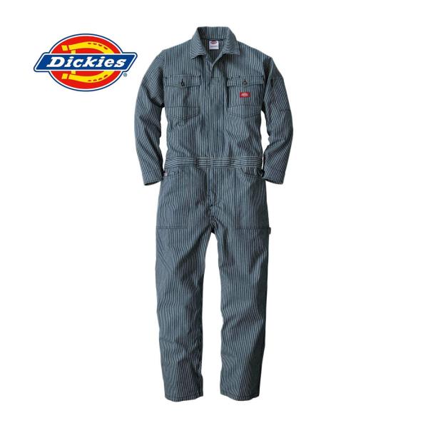 Dickies DICKIES オールインワン つなぎ 長袖 ロングパンツ 長ズボン 作業服 カジュアル アメカジ おしゃれストレッチ素材を使用したDickiesヒッコリーツナギ。たくさんの機能がついており、ハードな作業だけでなくカジュアル...