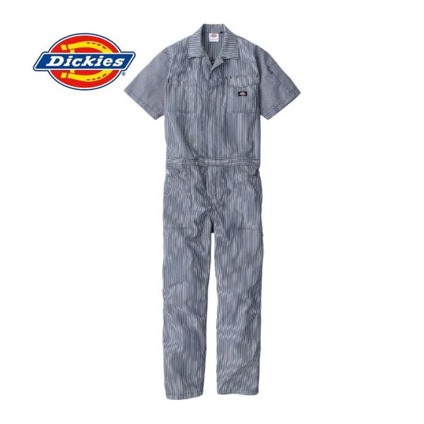 Dickies DICKIES オールインワン つなぎ 半袖 ロングパンツ 長ズボン 作業服 カジュアル アメカジ おしゃれアメリカンテイストのヒッコリーをベースにストレッチ性をプラス。春夏を中心に幅広いシーズンに対応する薄手のDickie...
