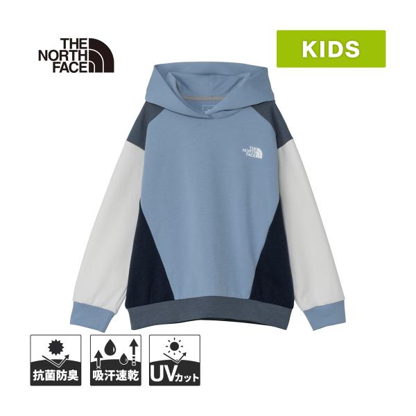 カラー：セレスティアルグレー 2026春夏モデル スウェット パーカー トレーナー 長袖 フーディ フード トップス ストレッチ ワイドシルエット ゆったり 吸汗速乾 軽量 UVプロテクト スポーツウェア アクティブウェア 普段使い ジュニ...