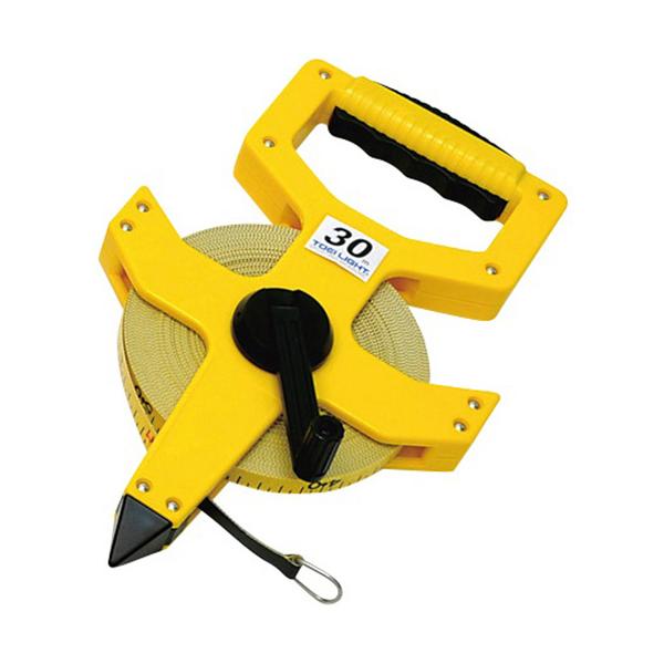 送料無料 巻尺 運動会用品握りやすい樹脂グリップ。グラスファイバー強化テープ。(表：白-1目盛2mm、裏面：黄-1目盛5mm)。