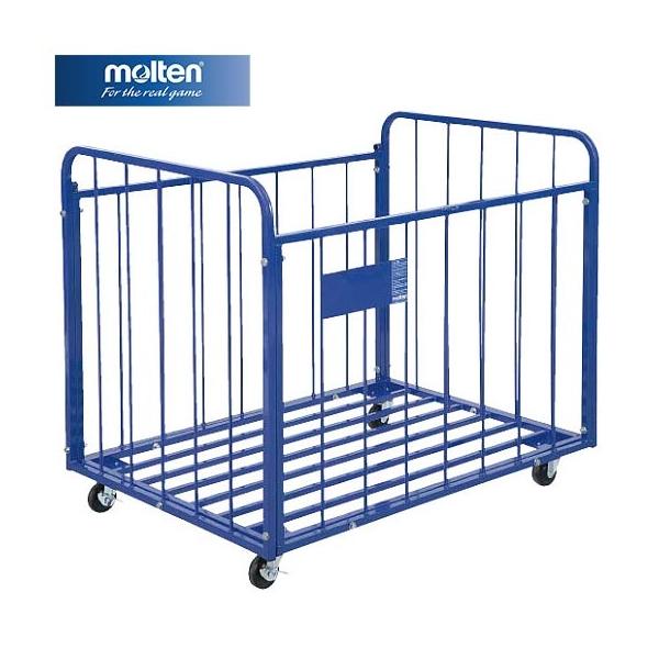 ボール整理カゴ 体育館 部活 練習用品 設備 屋内 鉄製丈夫で使いやすい大型ボール整理カゴ。キャスター直径7.5cm前後輪自在回転式。後輪ストッパー付き。バレー5号球 約50個収納。組立式（スパナ付き）。