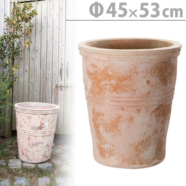 テラコッタプランターは、イタリア語の「焼いた（cotta）」「土（terra）」レンガや陶器と並んで、歴史のある素材です。800〜1000度で焼成。しっかりとした質感と重量があります。表面をアンティークな風合いに仕上げた寒冷地対応のテラコッ...